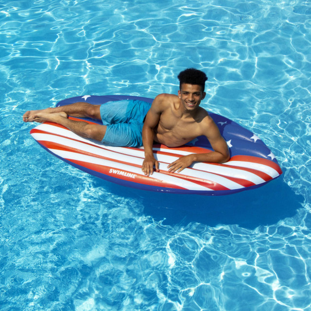 73" Americana Surfboard Shaped Inflatable Swimming Pool Lounge Float ...