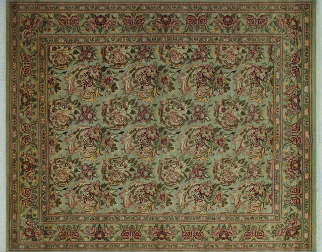 Pak-Persian Basarabian Light Green Rug, 7'11x8'2, 7'11x8'2 ...