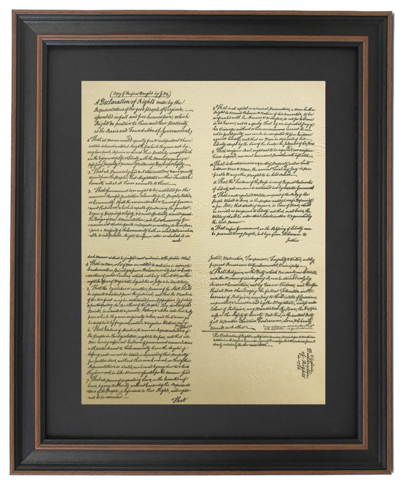 Framed First Draft of Virginia Declaration of Rights - Traditional ...