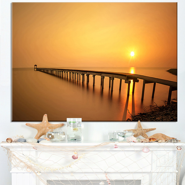 "Old Wooden Pier Long To Evening Sea" Sea Pier and Bridge Wall Art, 32 ...