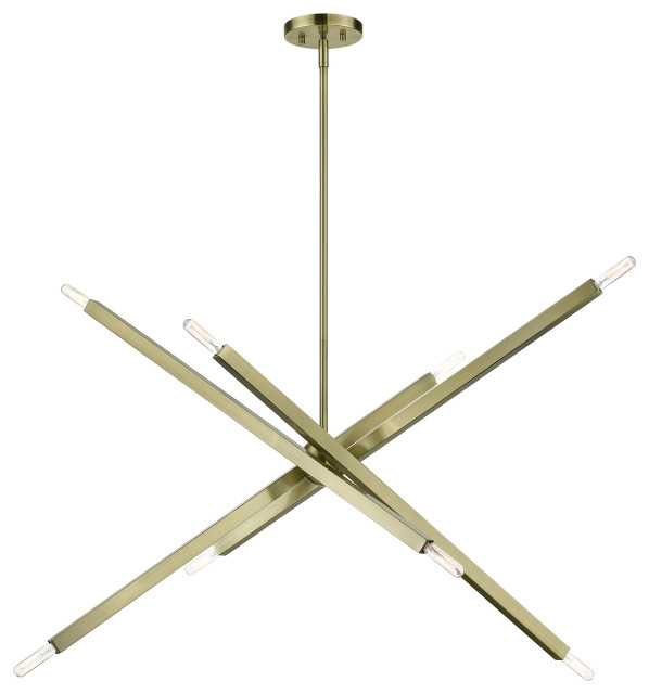 Livex Lighting Monaco 8-Light Antique Brass Large Linear Chandelier ...