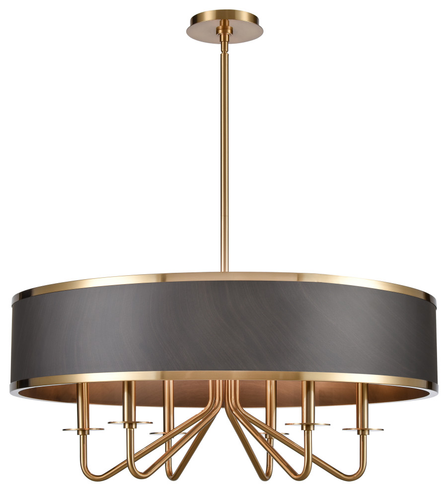 Engel 30'' Wide 6-Light Chandelier Satin Brass With Ebony ...