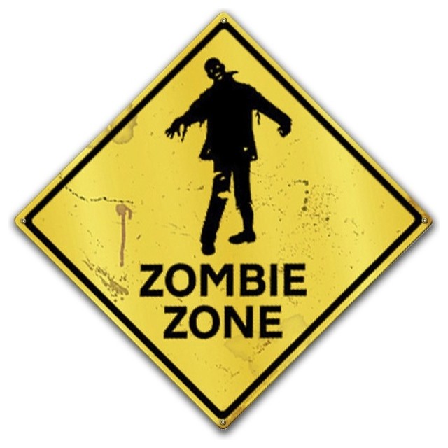 Zombie Zone Classic Metal Sign - Contemporary - Metal Wall Art - by ...