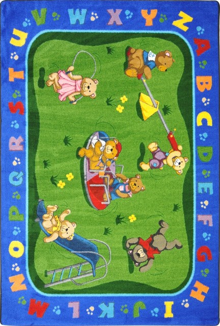 Kid Essentials, Early Childhood Teddy Bear Playground Rug, 5'4" x 7'8 ...