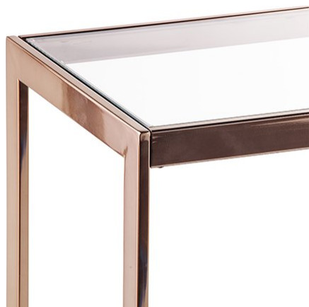 Transitional Console Table, Elegant Golden Frame With Black Display ...