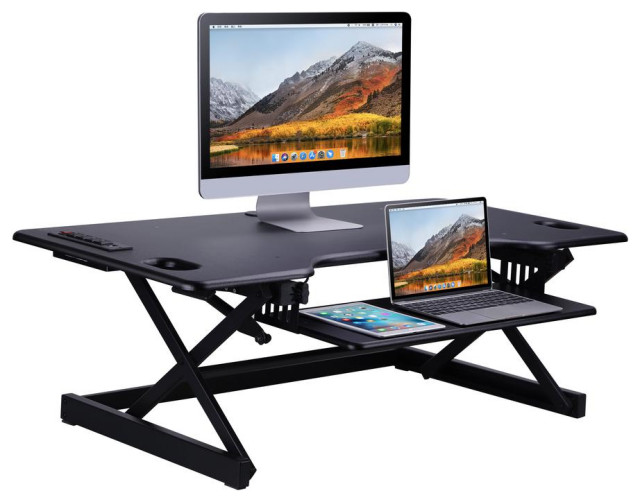 Rocelco 46 Height Adjustable Standing Desk Converter with Triple ...