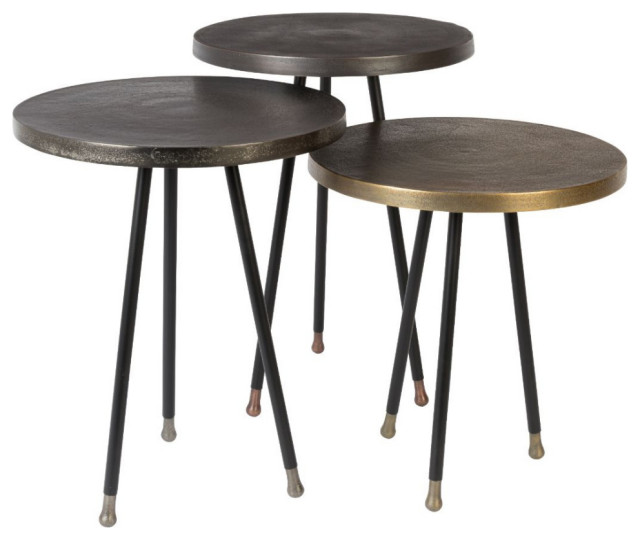 Metal Trio End Table Set (3) | Dutchbone Alim - Midcentury - Side ...