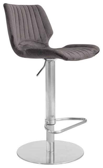 Armen Living Oneida Adjustable Bar/Counter Stool, Gray/ Steel ...