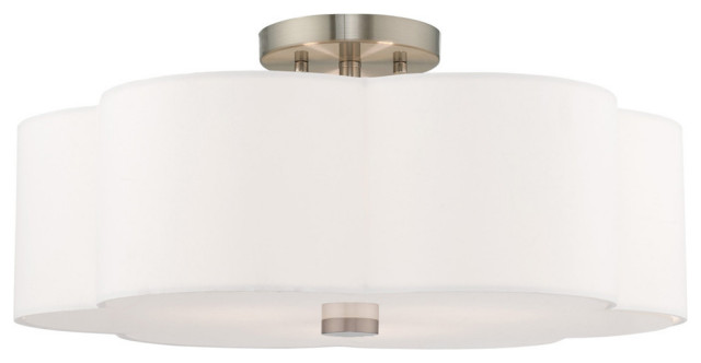 Chelsea 3 Light Ceiling Mount in Brushed Nickel, 18" - Transitional ...