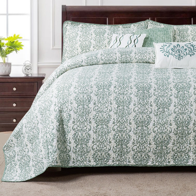 Mayfair 6 Piece Quilted Printed Bed Spread, King - Traditional - Quilts ...