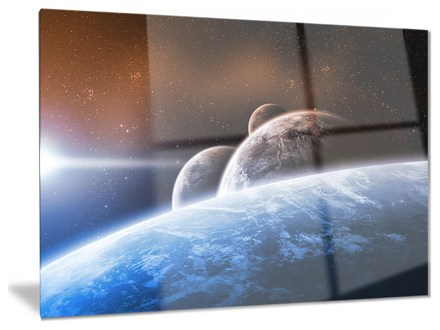 "Space Planet Landscape" Digital Glossy Metal Wall Art, 40"x30 ...
