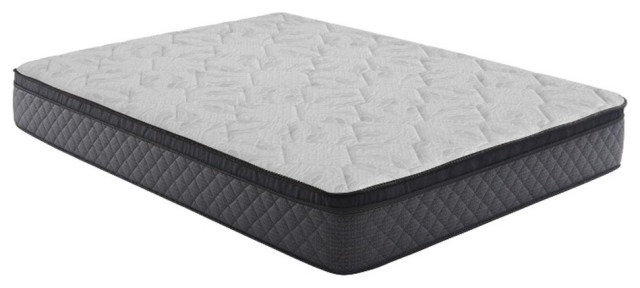 Pemberly Row Transitional Fabric Upholstered Full Mattress Gray ...