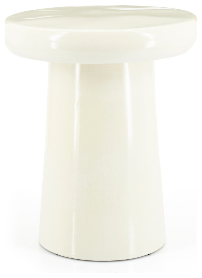 Creme Pedestal Side Table | By-Boo Glaze - Contemporary - Side Tables ...