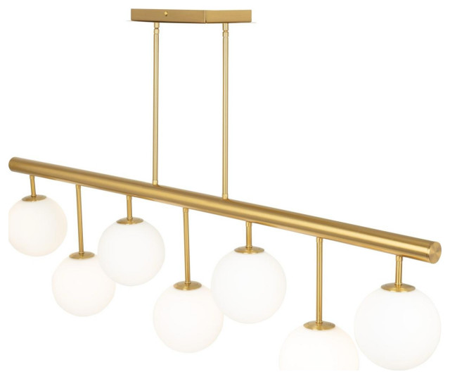Aurelia 7 Light Island Light, Brass - Contemporary - Kitchen Island ...