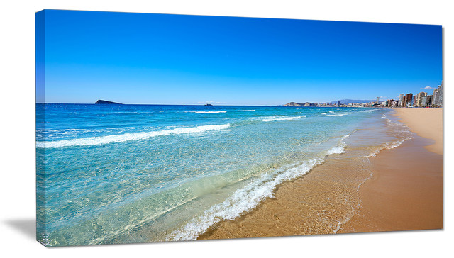 "Benidorm Poniente Beach Waves" Canvas Print, 32"x16" - Beach Style ...