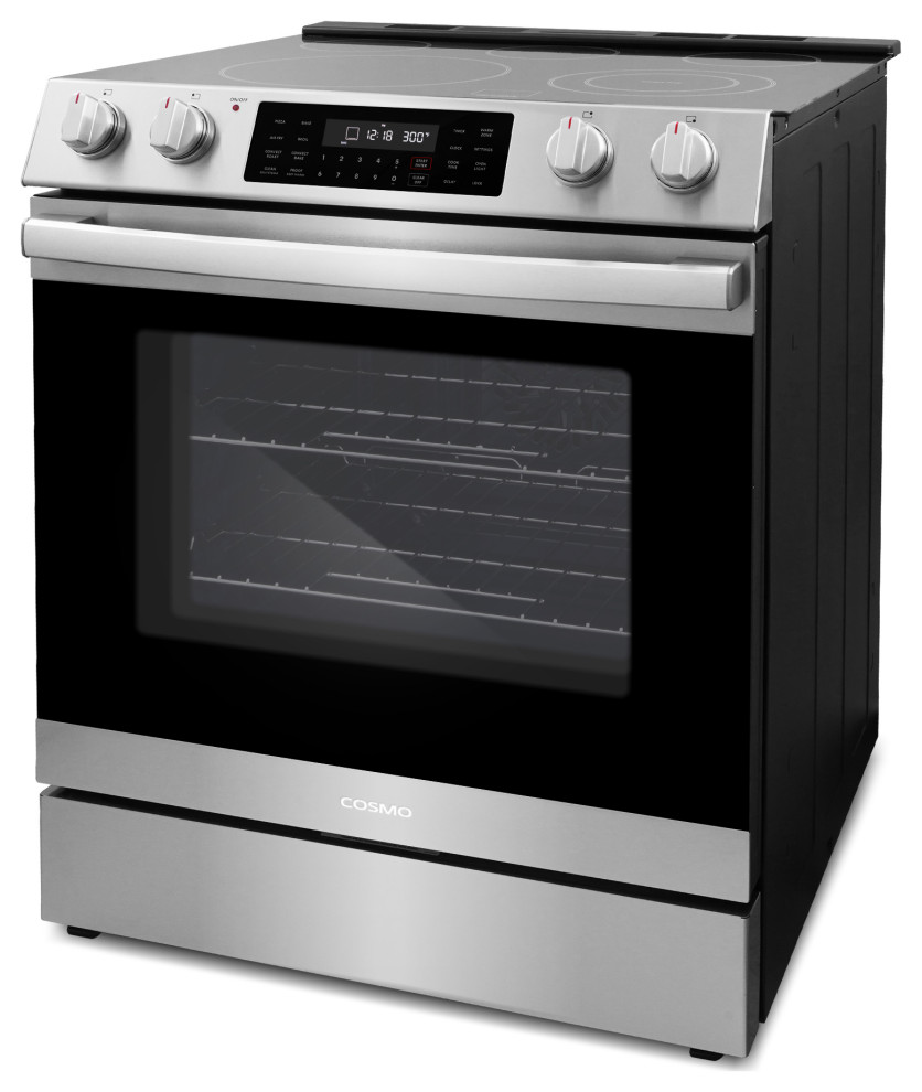 30 in. 6.3 cu. ft. Electric Range With 5 Burner Glass Cooktop ...