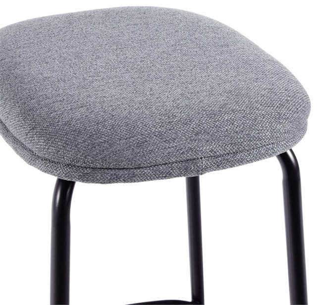 Walker Edison 24" Upholstered Metal Counter Stool in Charcoal (Set of 2 ...