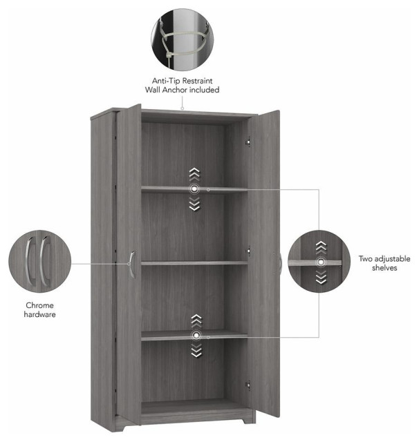 Bush Furniture Cabot Tall Kitchen Pantry Cabinet with Doors, Modern ...