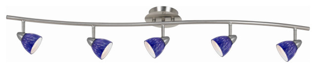 5 Light 120V Metal Track Light Fixture With Textured Shade, Silver And ...