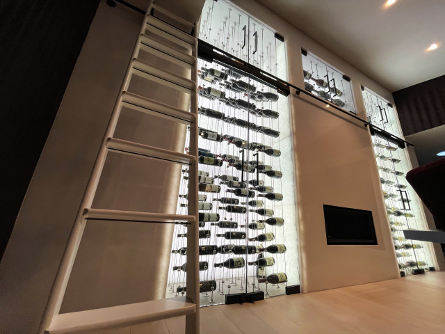 Rolling Wine Cellar Ladder Innovation - Modern - Wine Cellar - San ...