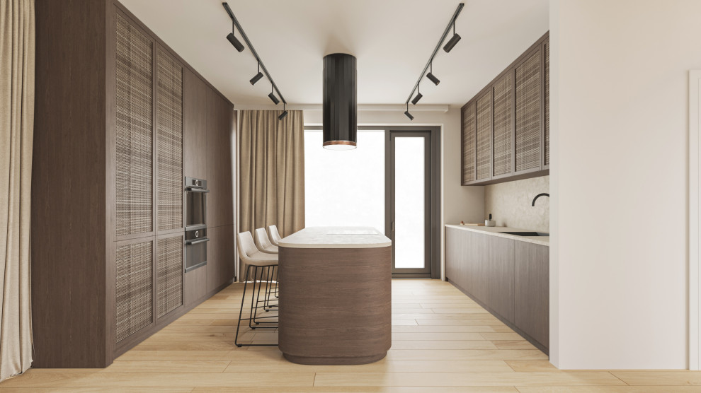 Japandi open plan living space with kitchen - Asian - Kitchen - London ...