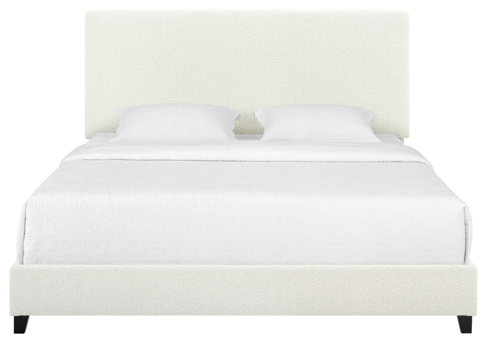 Legends Home King Size White Boucle Upholstered Platform Bed ...