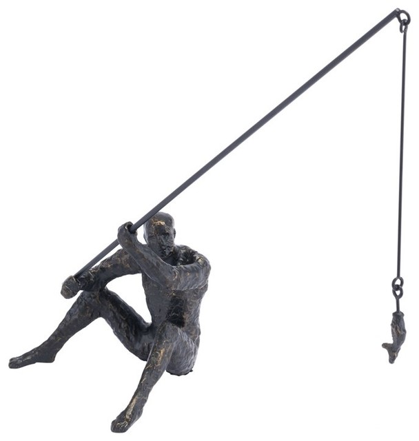 Modern Contemporary Accent Decor Figurine Figure, Black, Iron Metal ...