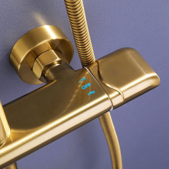 Wall-mounted Thermostatic Bathroom Shower set, Brushed Gold ...