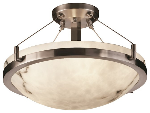 Justice Design LumenAria Ring 3-LT 21" Rnd Semi Flush, Faux Alabaster ...