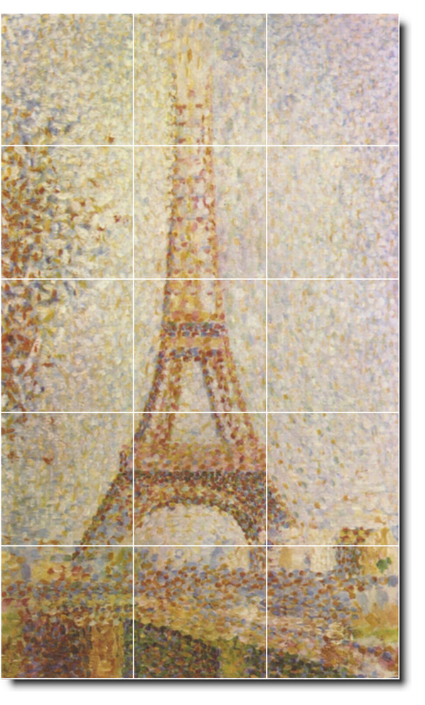 Georges Seurat City Painting Ceramic Tile Mural #53, 36" Wide x 60 ...