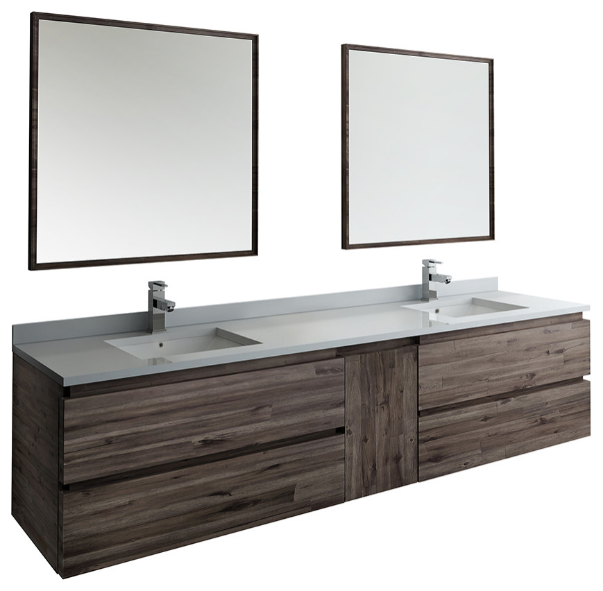 Formosa Wall Hung Double Sink Modern Bathroom Vanity With Mirrors ...