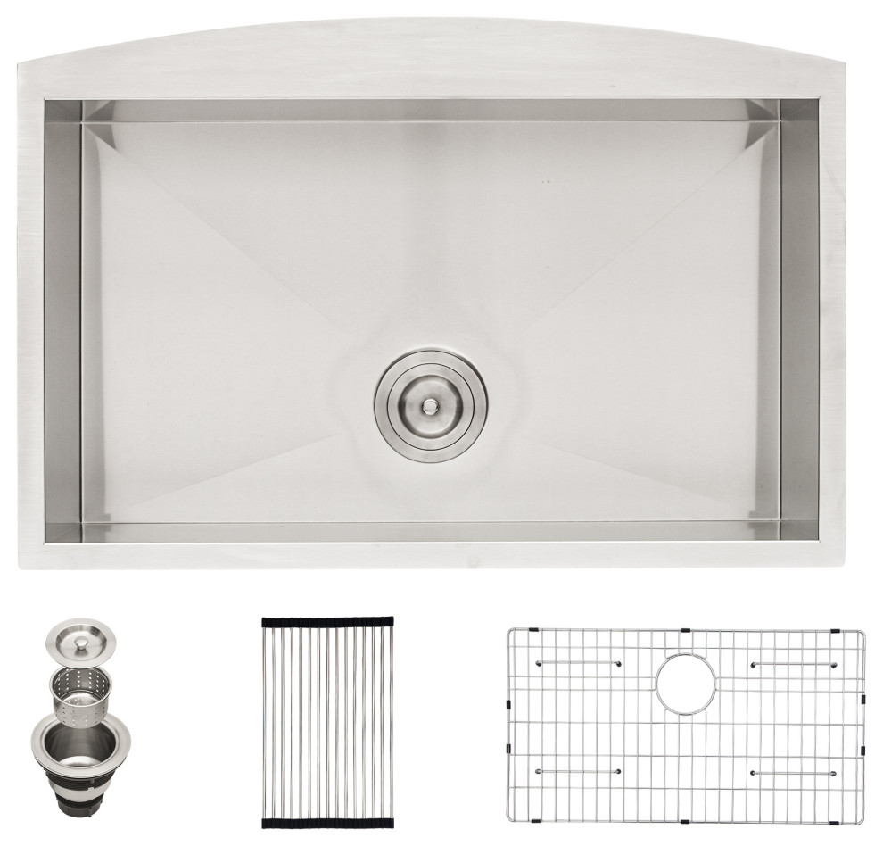 33" Farmhouse Kitchen Sink 18 Gauge Stainless Steel Single-Bowl Kitchen ...