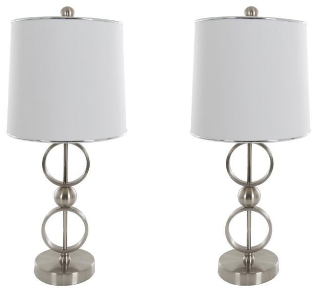 Set of 2 LED Table Lamps Matching Pair of Modern Open Circle Steel ...