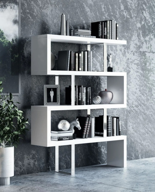 Chelsea Modern White High Gloss Bookcase - Contemporary - Bookcases ...