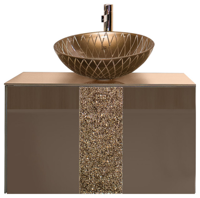 Luxury Crystal Single Vanity, Bronze, Single Sink, Wall-mounted ...