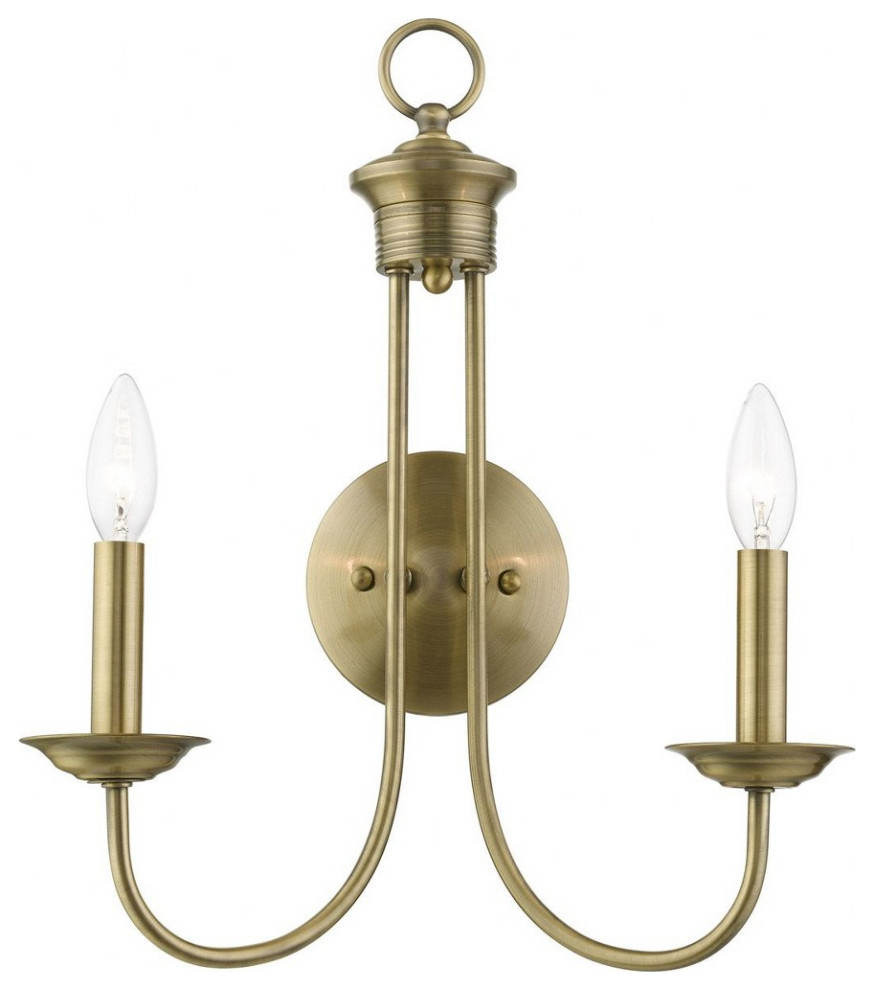 2 Light Double Wall Sconce In Updated Colonial Style-17.25 Inches Tall ...