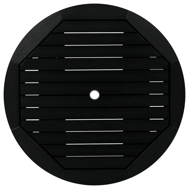 Outdoor Dining Table, Geometric Base & 36" Round Slatted Top ...