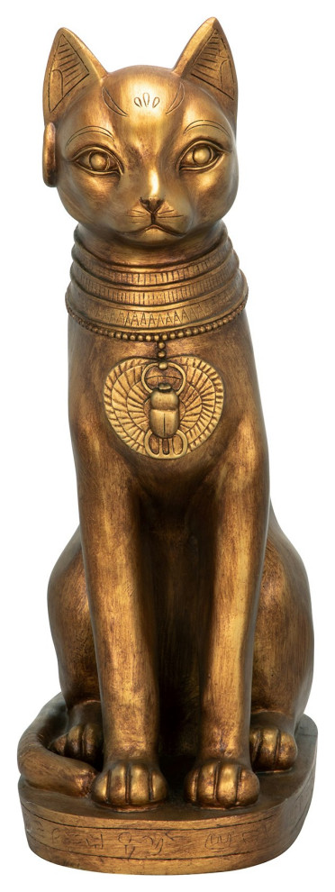Golden Bastet of Ancient Egypt Statue - Eclectic - Garden Statues And ...