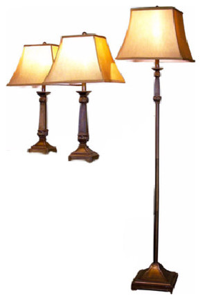 Coaster 3 Piece Lamp Set, Brown - Traditional - Lamp Sets - by ...