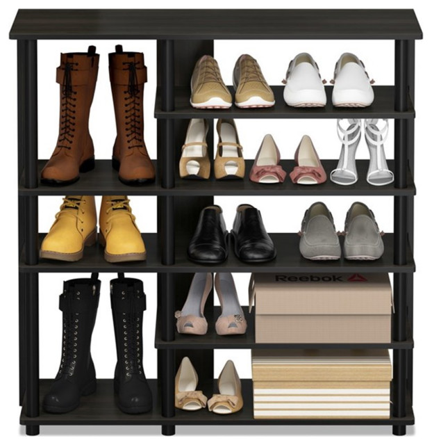 Furinno Turn-N-Tube Engineered Wood Multi Storage Shoe Rack in Espresso ...