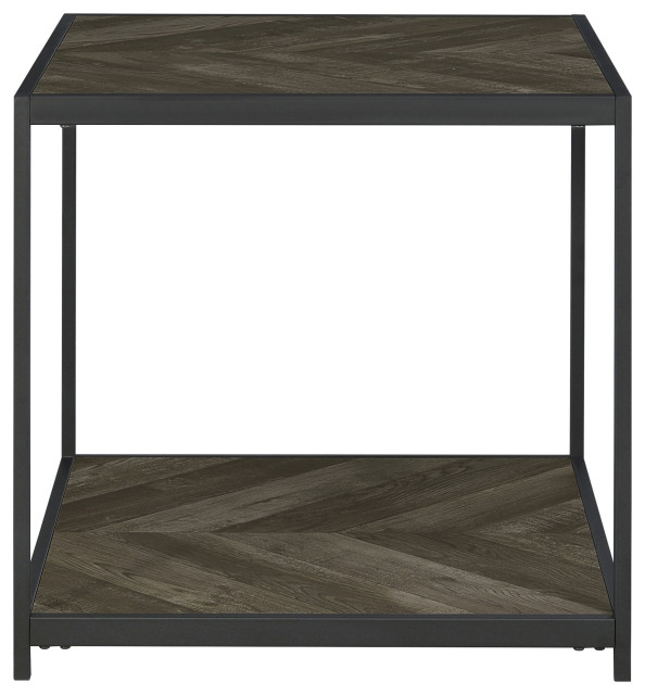 Beckley Chevron End Table Rustic Grey Herringbone - Industrial - Side ...