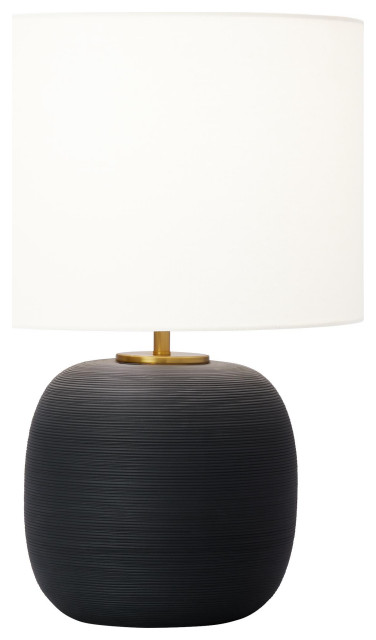 Fanny 1-Light Indoor Wide Table Lamp, Rough Black Ceramic ...