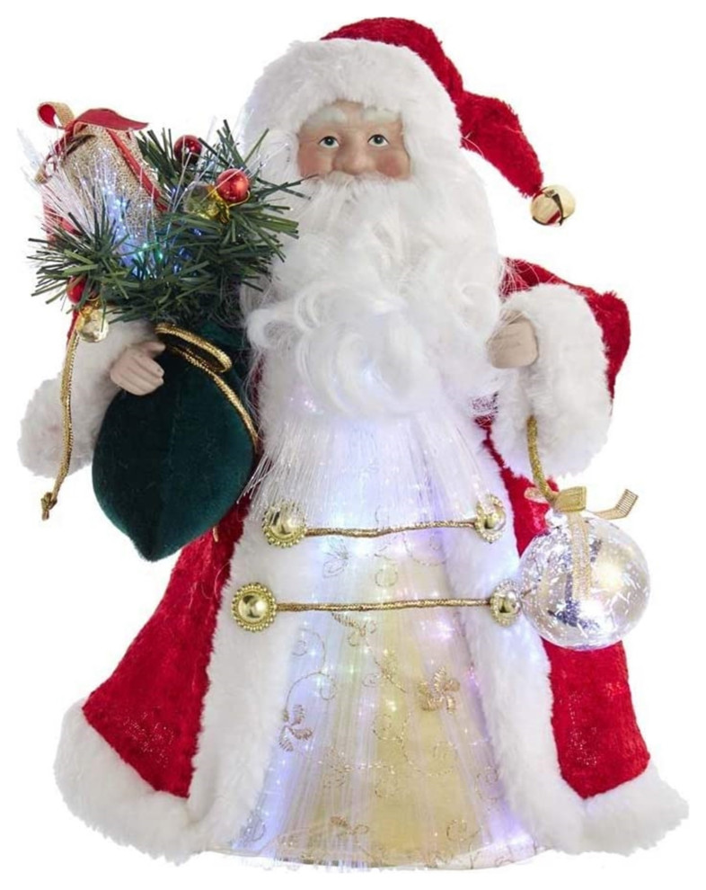 Kurt Adler CUL Fiber Optic LED Santa Treetop Tree Topper, 12-Inch ...