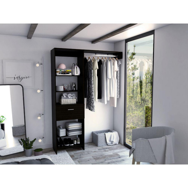 DEPOT E-SHOP Dynamic Closet System, Five Open Shelves, One Drawer, One ...