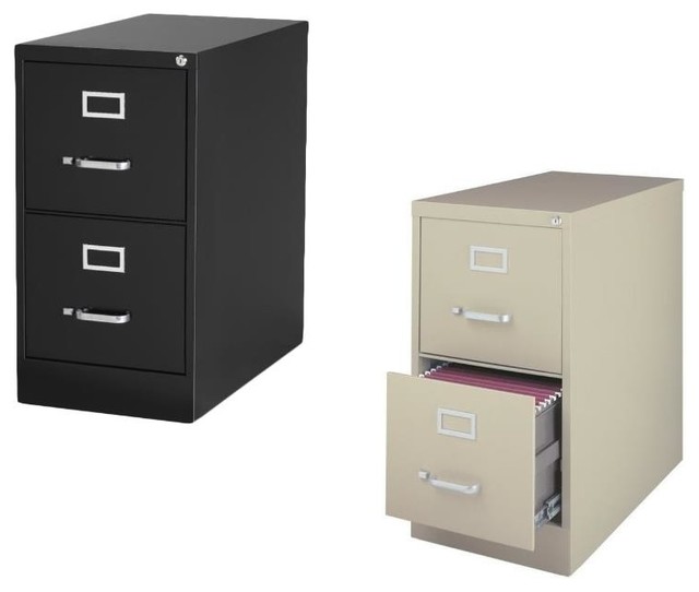 Value Pack (Set of 2) 2 Drawer Letter File Cabinet in Putty and Black ...