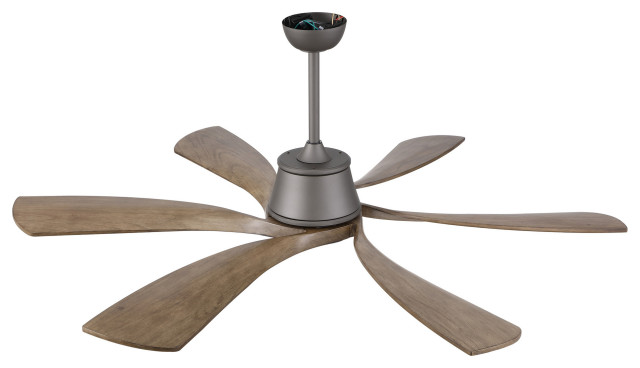 60" Solid Wood 6-Blade Smart LED Ceiling Fan With Remote and Light ...