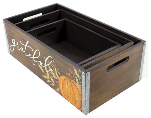 Thanksgiving Nested Crates With Pumpkins Wood Thankful Grateful Gather ...