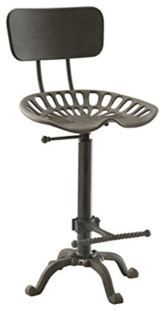 Farmhouse Tractor Seat Stool With Back, Industrial - Industrial - Bar ...
