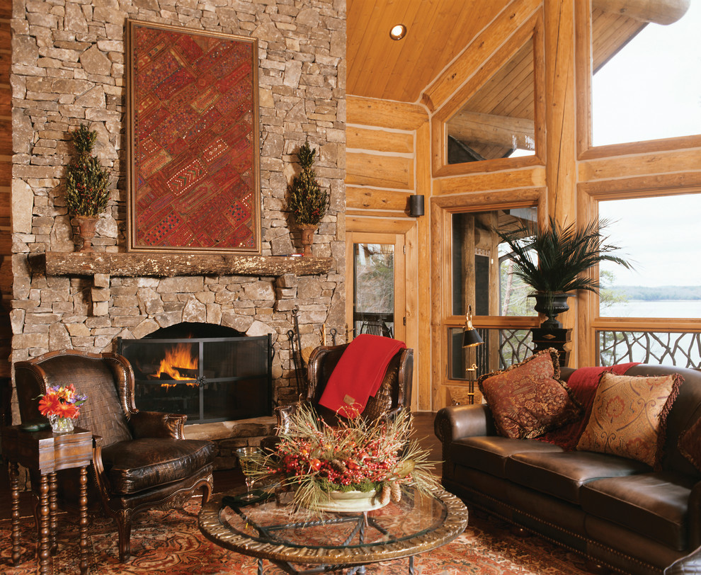 Handcrafted Luxury Log Home - Rustic - Living Room - Other - by Caribou ...