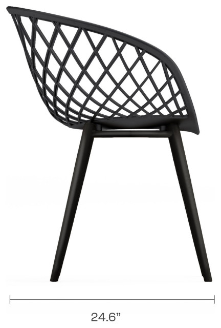 Elegant Black Dining Chairs, Set of 2, Contoured Plastic and Steel ...